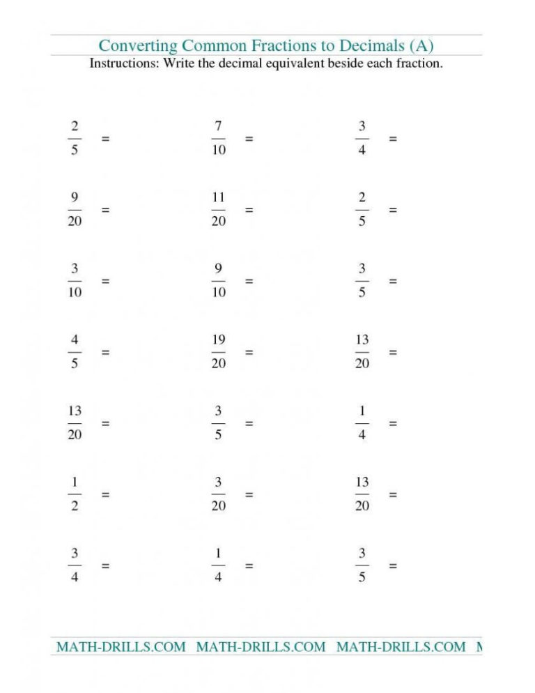Model Fraction Decimal Printable Worksheets Fractions Math — db-excel.com