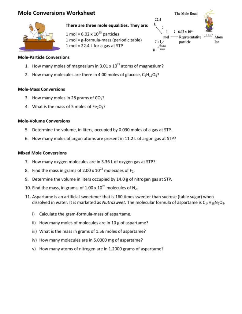 Mole Conversion Worksheet Answers Mole Conversion Worksheet Answers