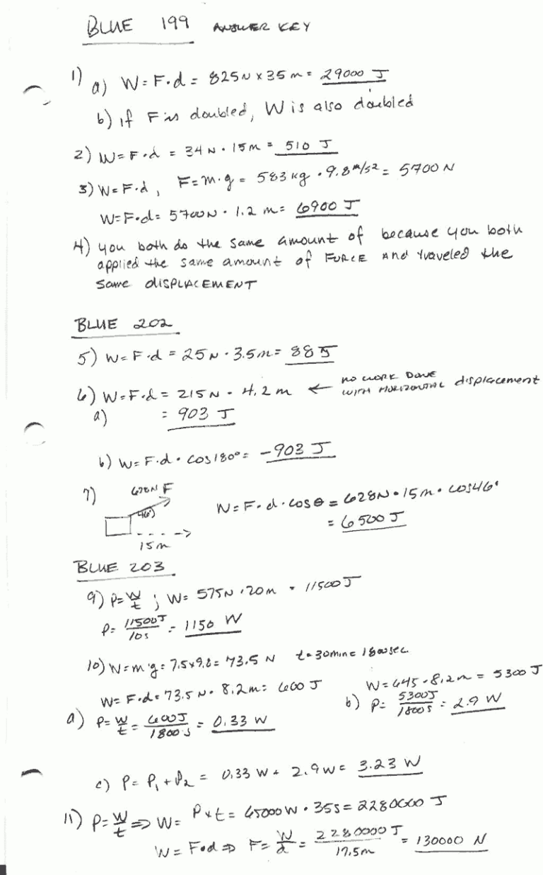Work Energy And Power Worksheet Answers Physics Classroom Db excel