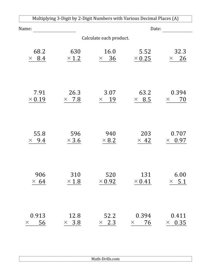 Multiplying 3 Digit2 Numbers With Various Decimal Places Db excel