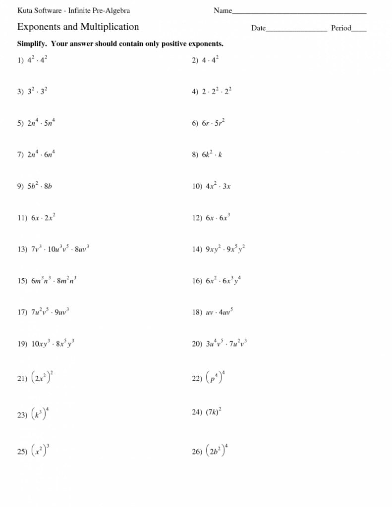 Multiplying Exponents Worksheet With Classification Of Db excel