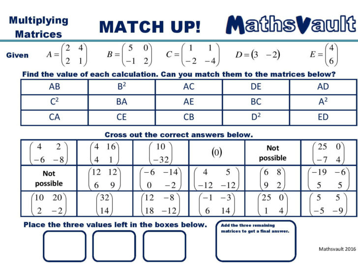 Matrices Worksheet With Answers — db-excel.com