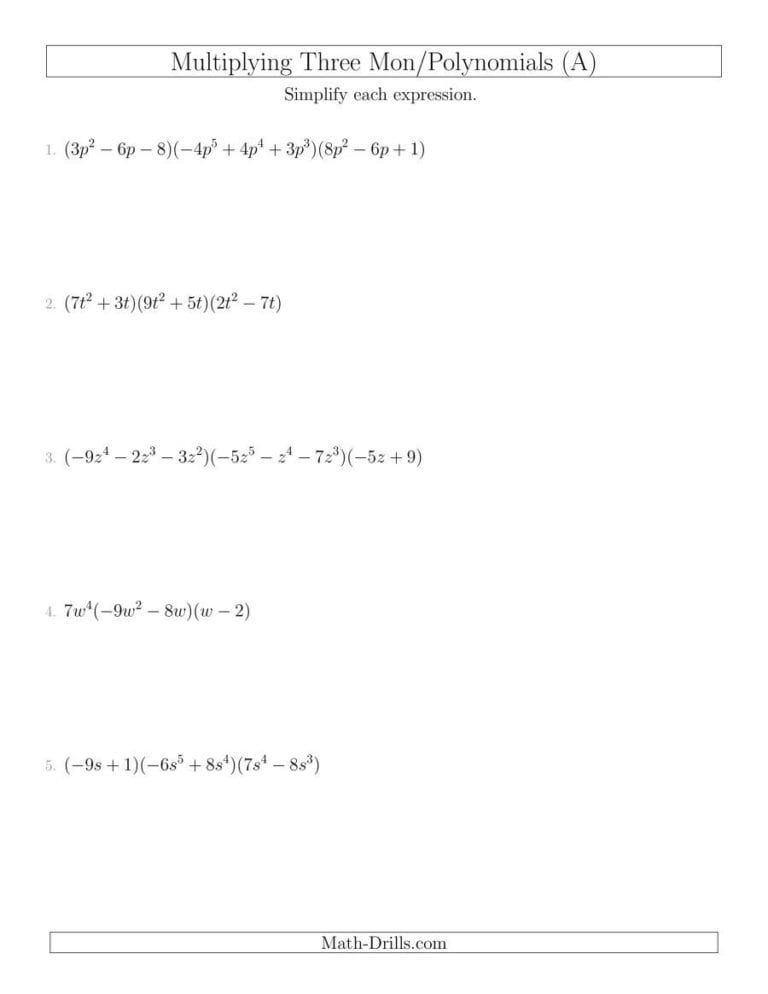 Multiplying Polynomials Worksheet — db-excel.com