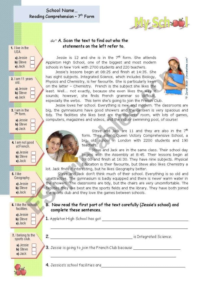 Reading Comprehension Google Search Reading Comprehension Esl 