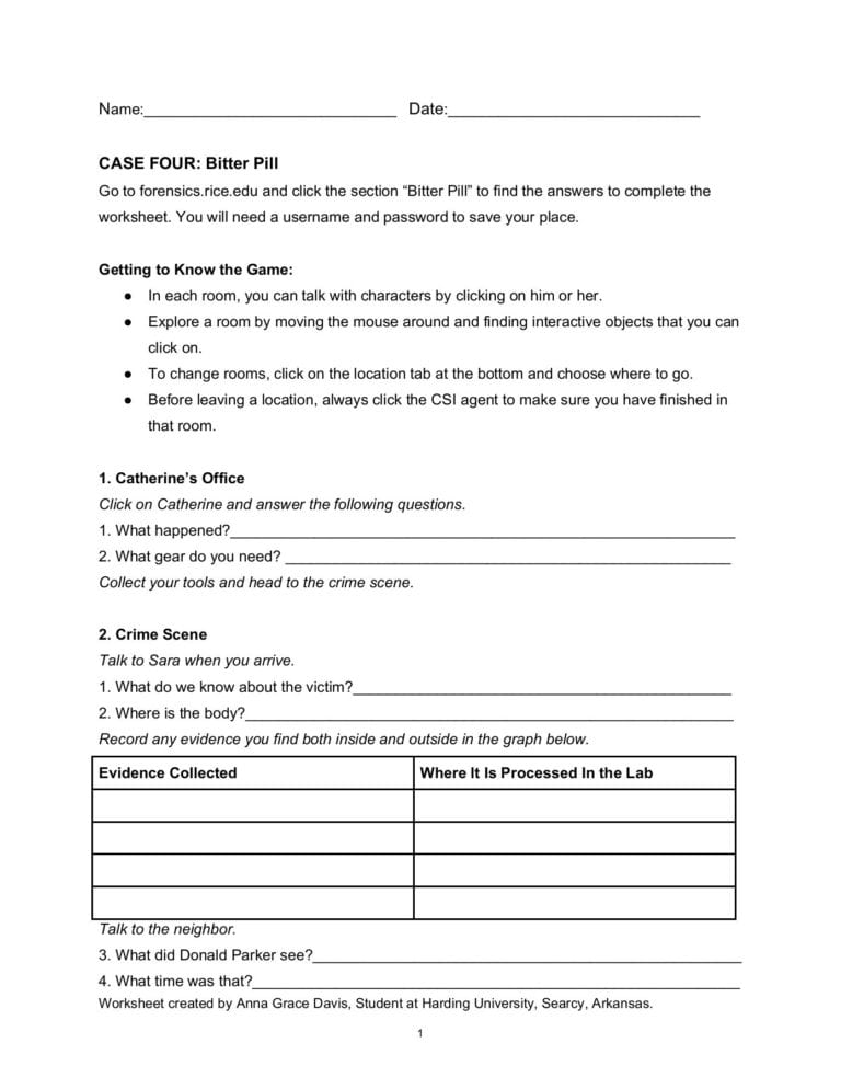 Csi Web Adventures Case 1 Worksheet Answer Key — db-excel.com