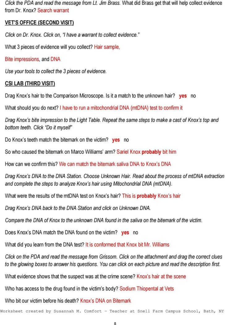 Csi Web Adventures Case 1 Worksheet Answer Key — db-excel.com