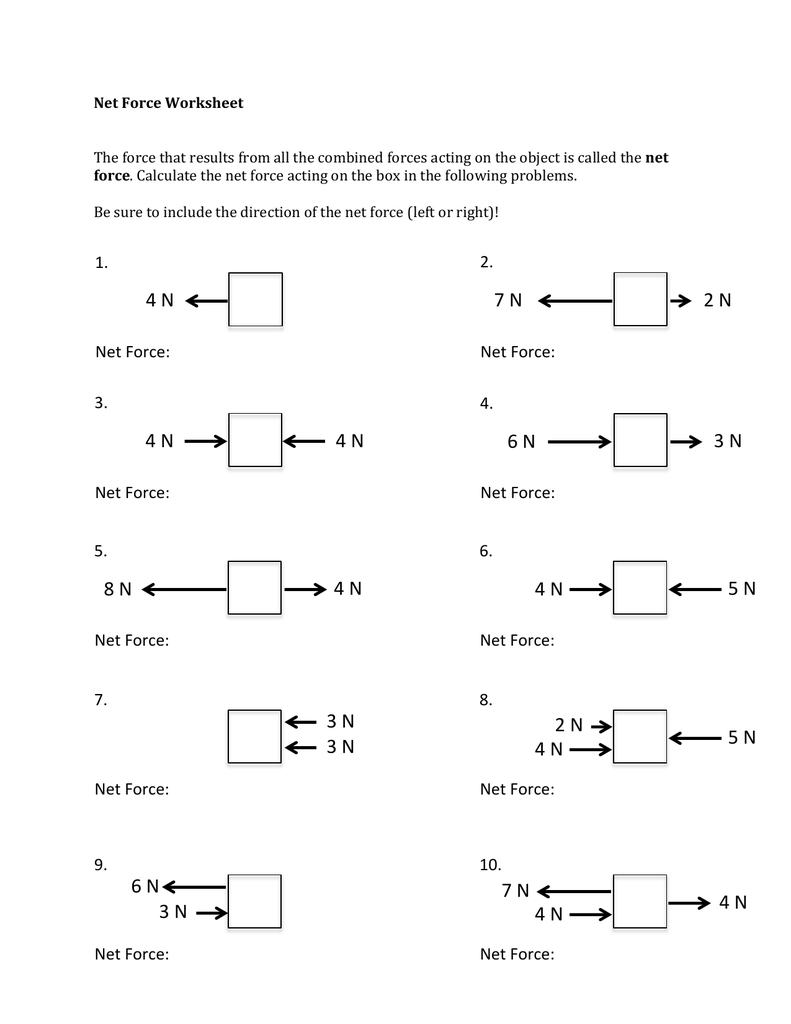 Net Force Worksheet Db excel Net Force Worksheet Db excel