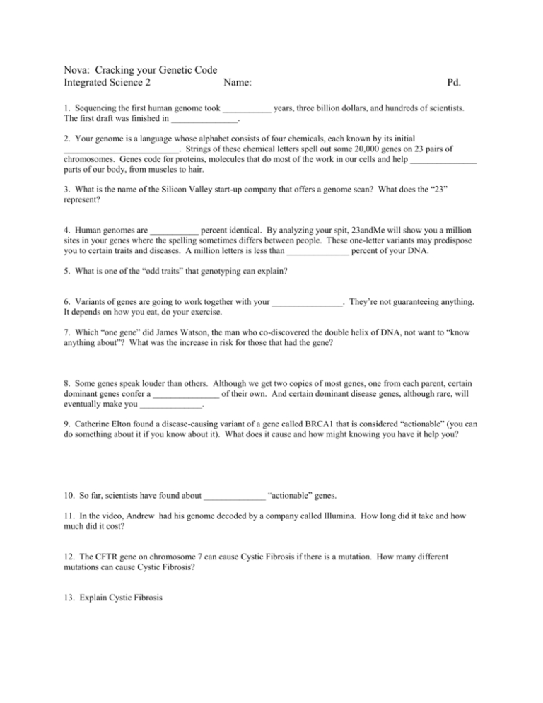 Cracking Your Genetic Code Worksheet — db-excel.com