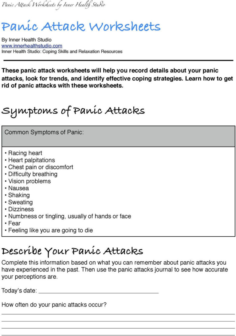 Panic Attack Worksheets Pdf — db-excel.com