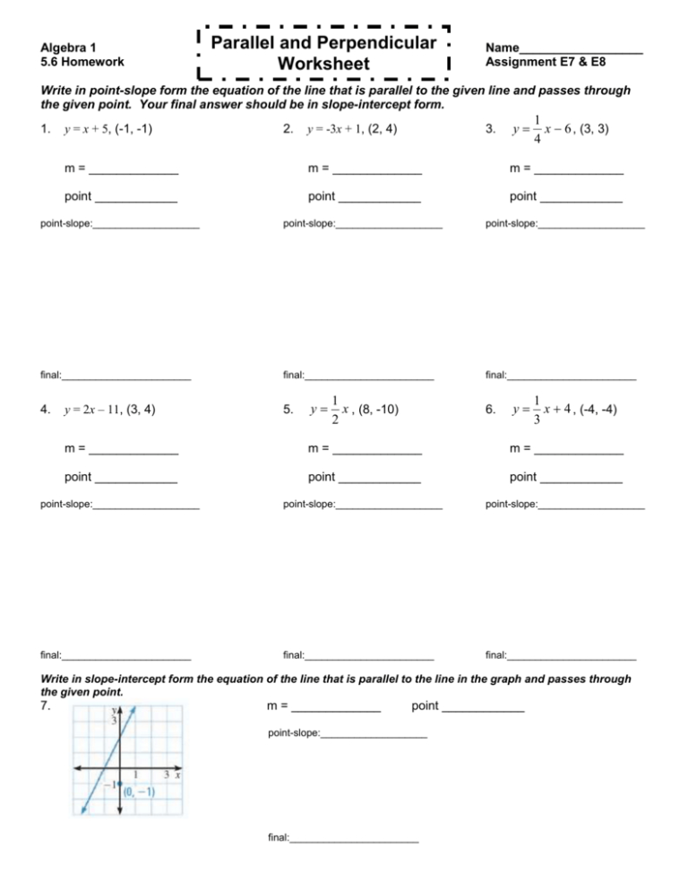 Parallel And Perpendicular Lines Worksheet Answer Key — db-excel.com