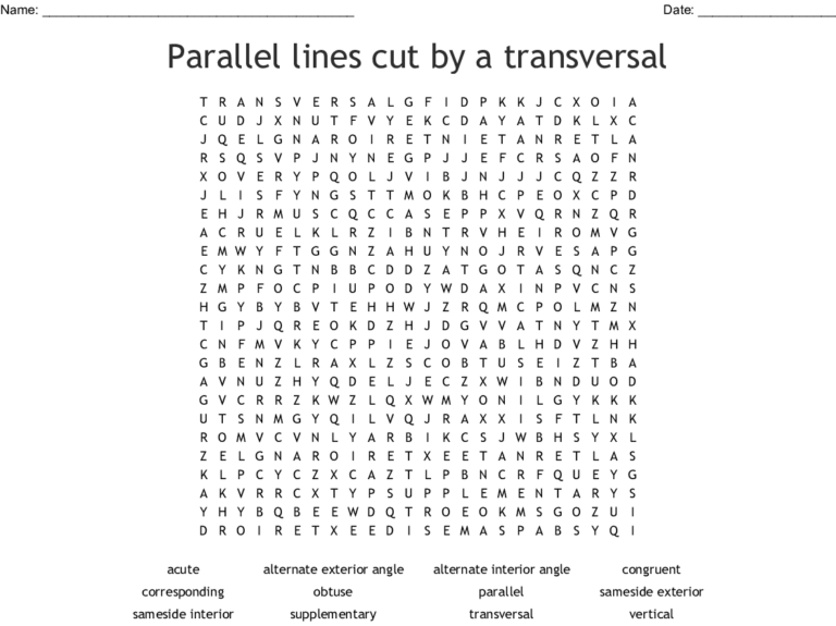 Parallel Lines Cuta Transversal Word Search Word — db-excel.com