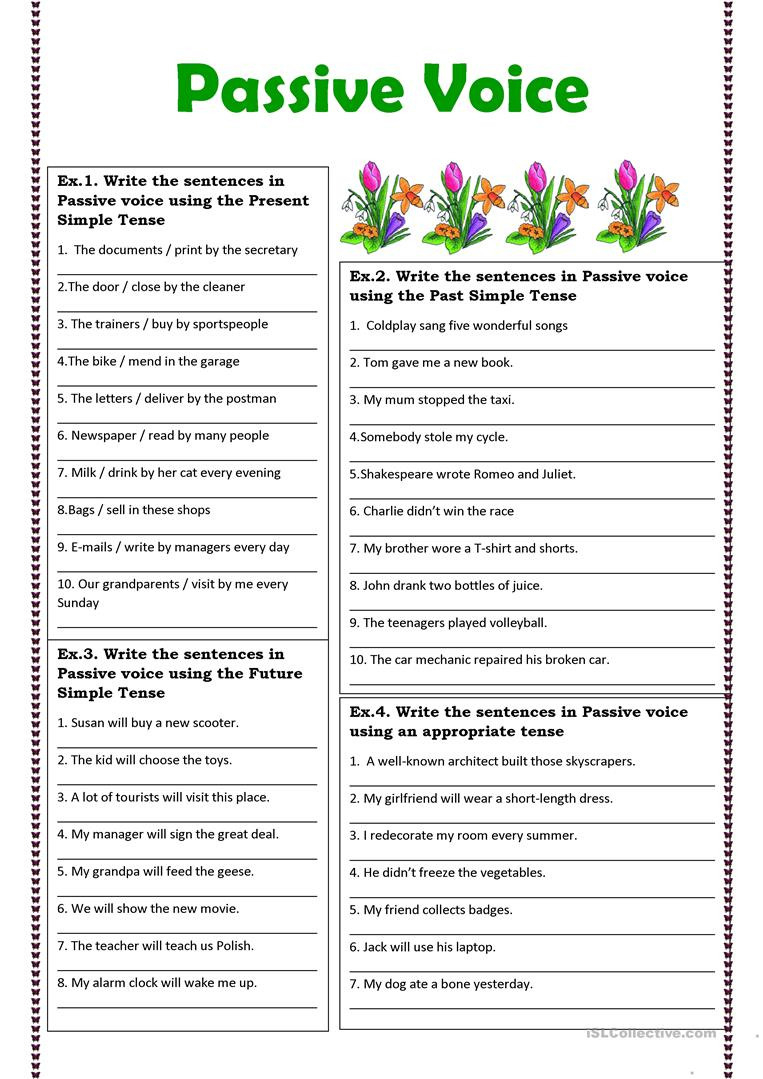 Passive Voice Exercises English Esl Worksheets Db excel