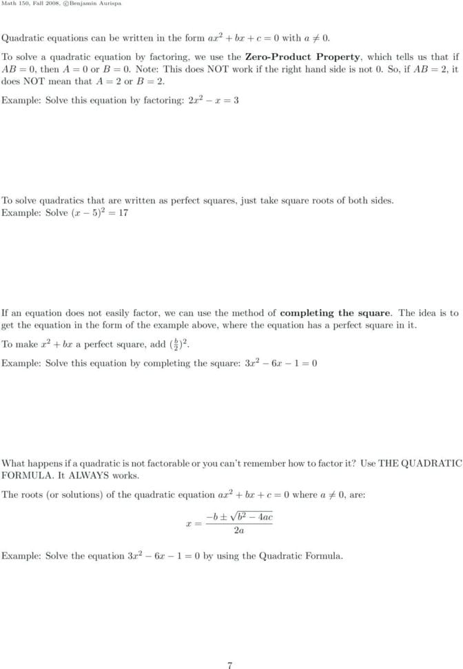 Perfect Square Equation — db-excel.com