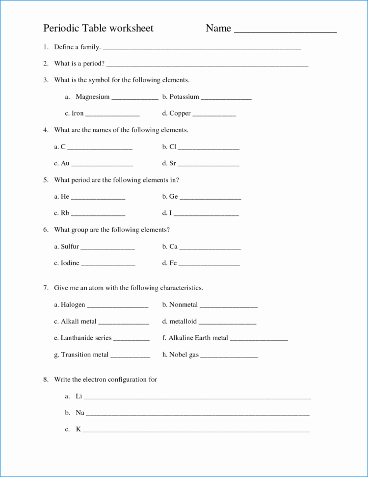 Periodic Table Worksheet For Middle School — db-excel.com