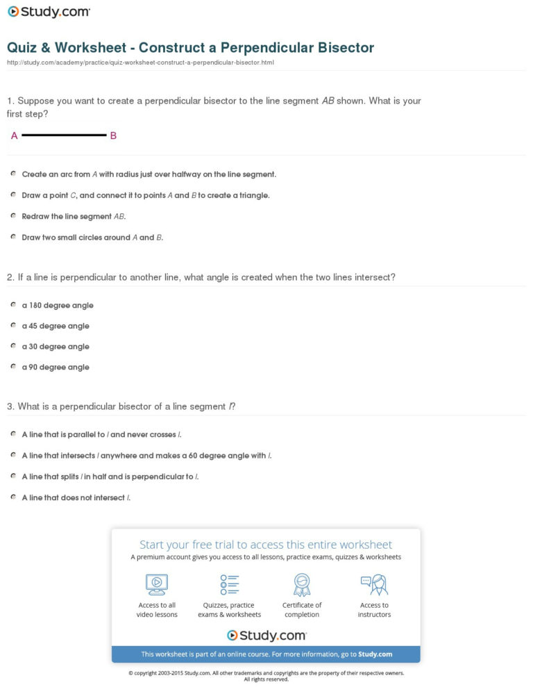 Perpendicular Bisector Of A Line Segment Worksheet — db-excel.com