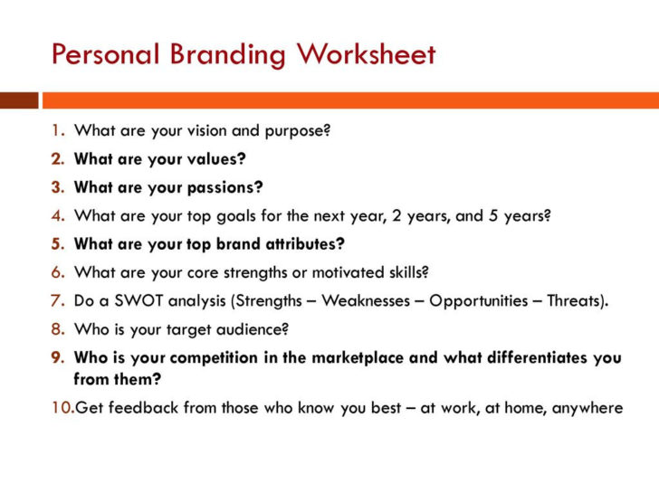 Personal Branding Worksheet — db-excel.com