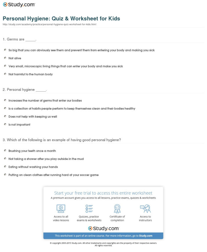 Personal Hygiene Quiz Worksheet For Kids Study — db-excel.com