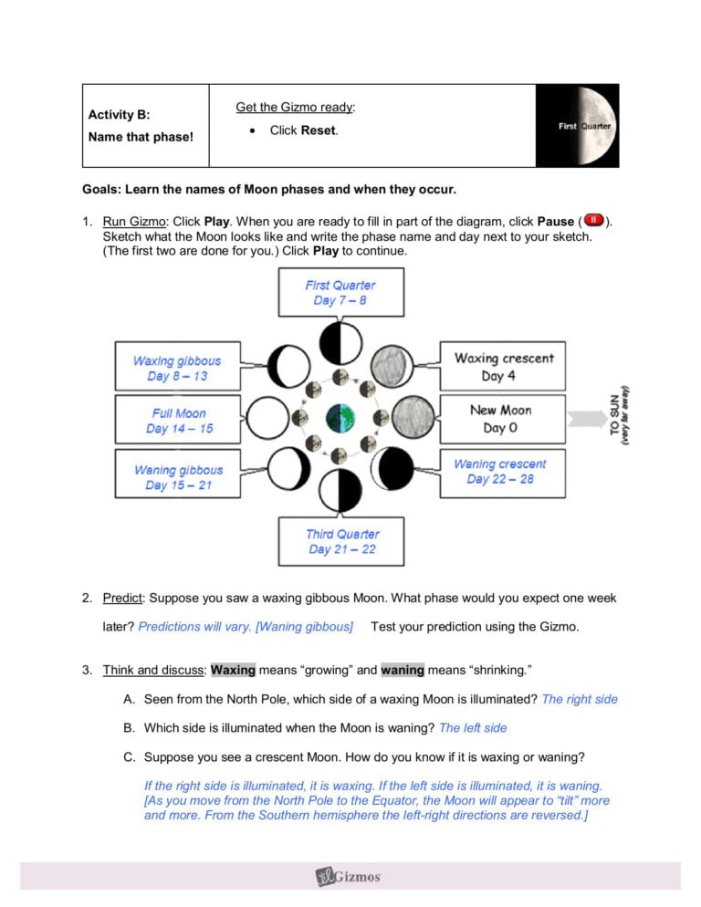 Phases Of The Moon Answer Key Columbia Public Schools — db-excel.com