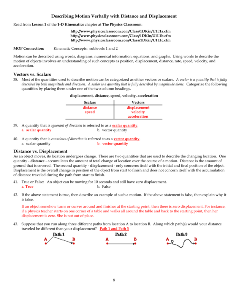 Motion In One Dimension Worksheet Answers — db-excel.com