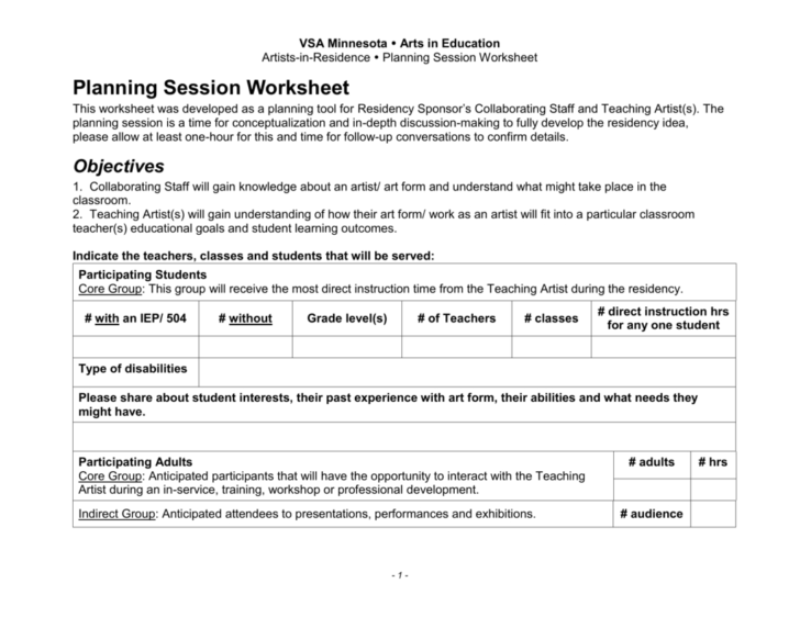 Planning Session Worksheet — db-excel.com
