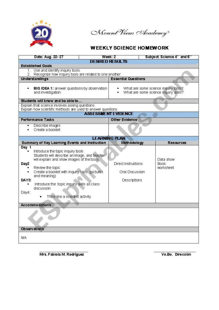 Plans Science Tools Esl Worksheetfabymeza — db-excel.com