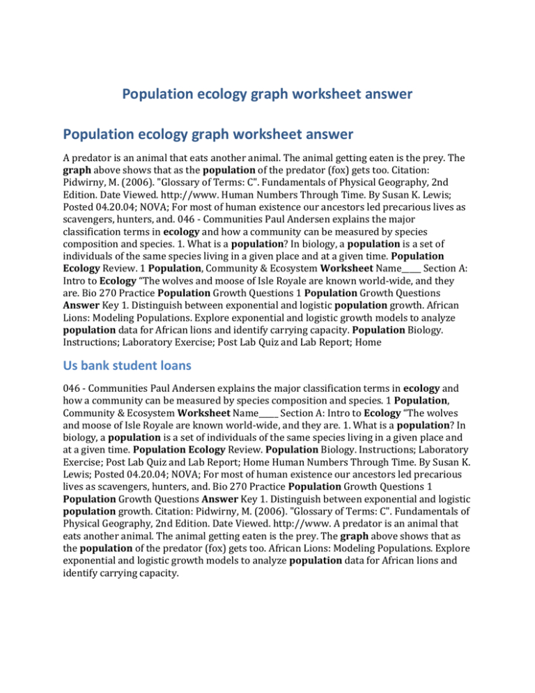 Population Ecology Graph Worksheet Answer — db-excel.com