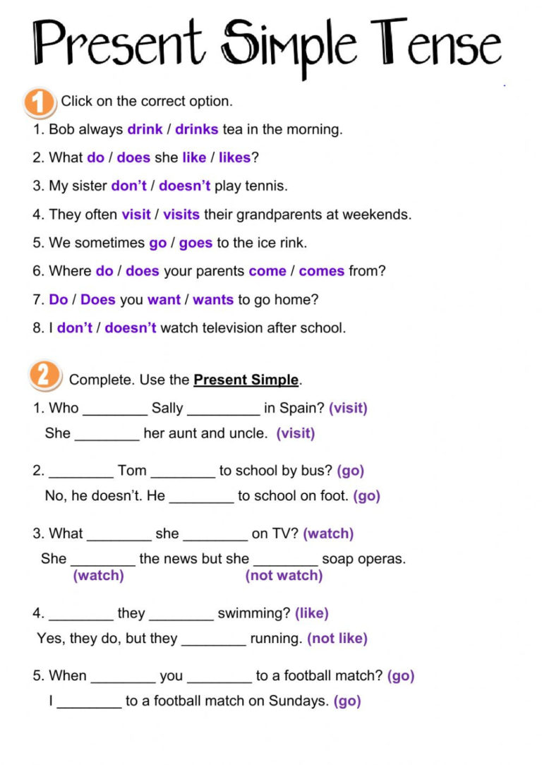 Present Simple Tense Interactive Worksheet — db-excel.com