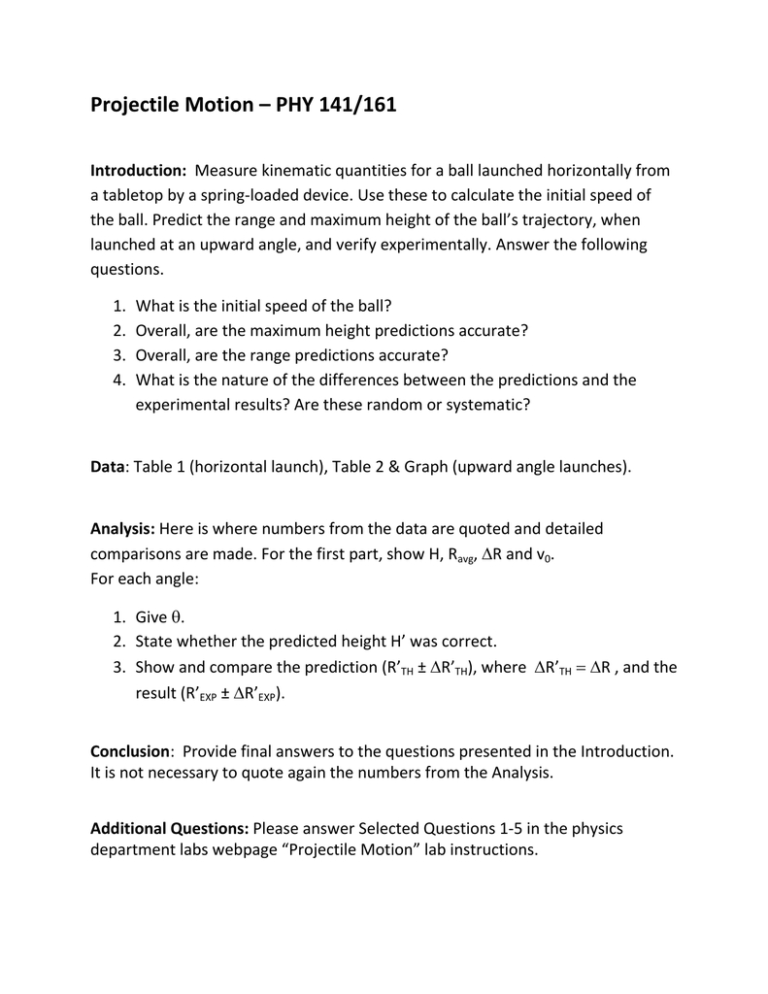 Horizontally Launched Projectile Worksheet Answers — db-excel.com