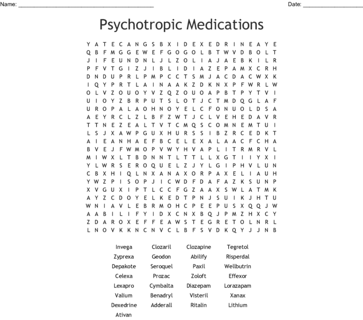 Psychotropic Medications Word Search Word — db-excel.com