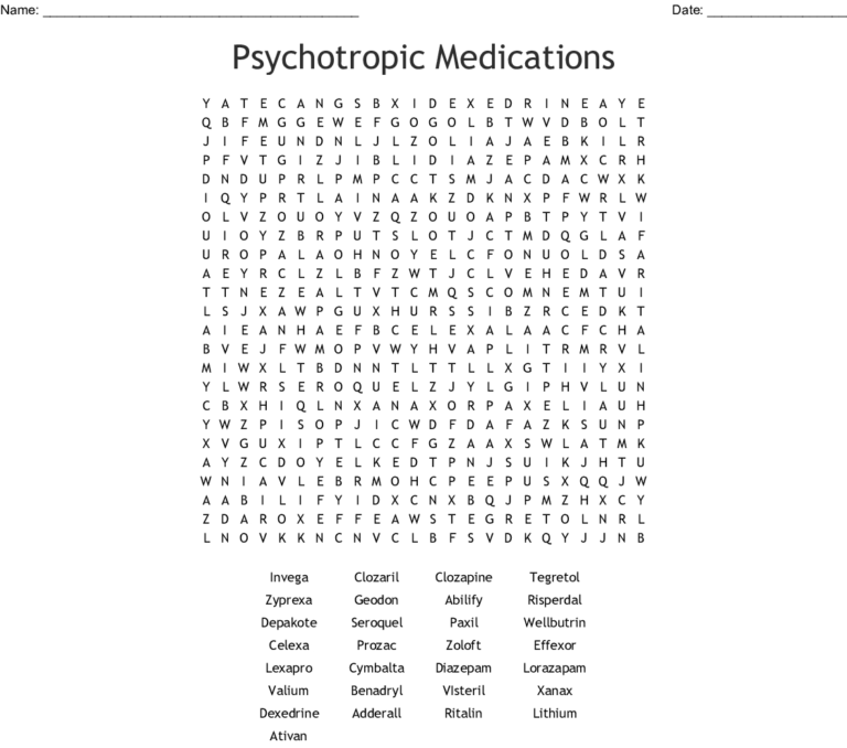 Psychotropic Medications Word Search Word — db-excel.com