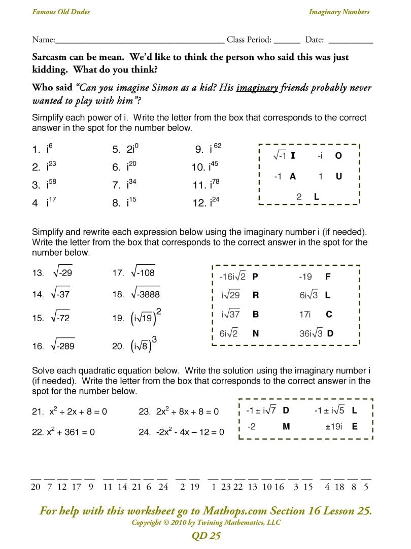 Qd 23 Imaginary Numbers Mathops Db excel