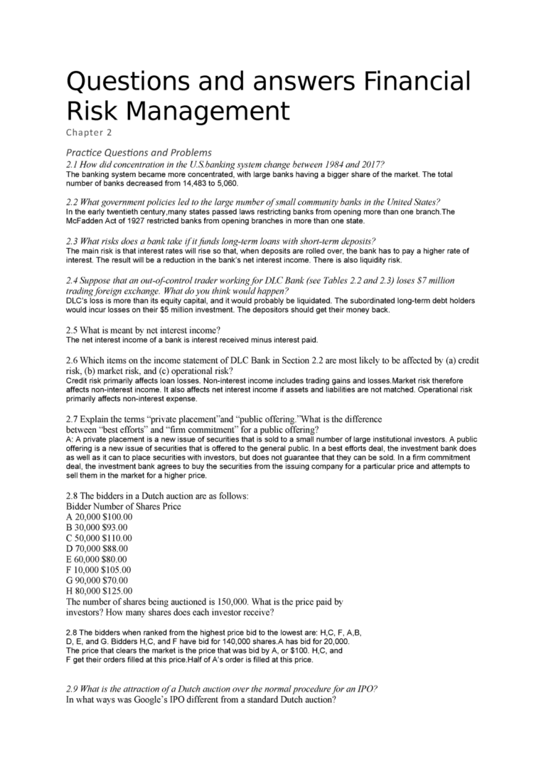 Questions And Answers Financial Risk Management Fem11023 — db-excel.com