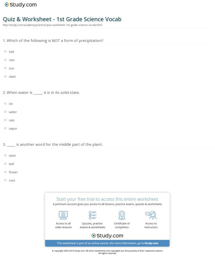 1St Grade Science Worksheets — db-excel.com