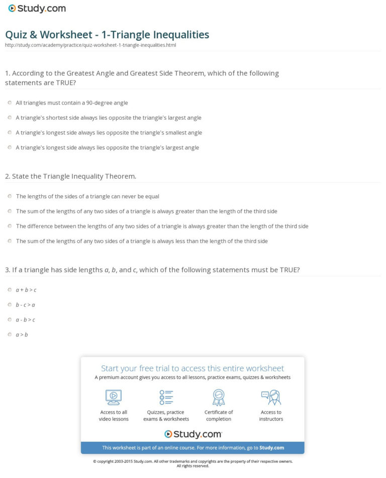 Triangle Inequality Worksheet With Answers — db-excel.com