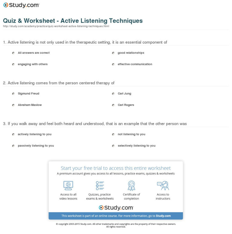 Active Listening Worksheets — db-excel.com