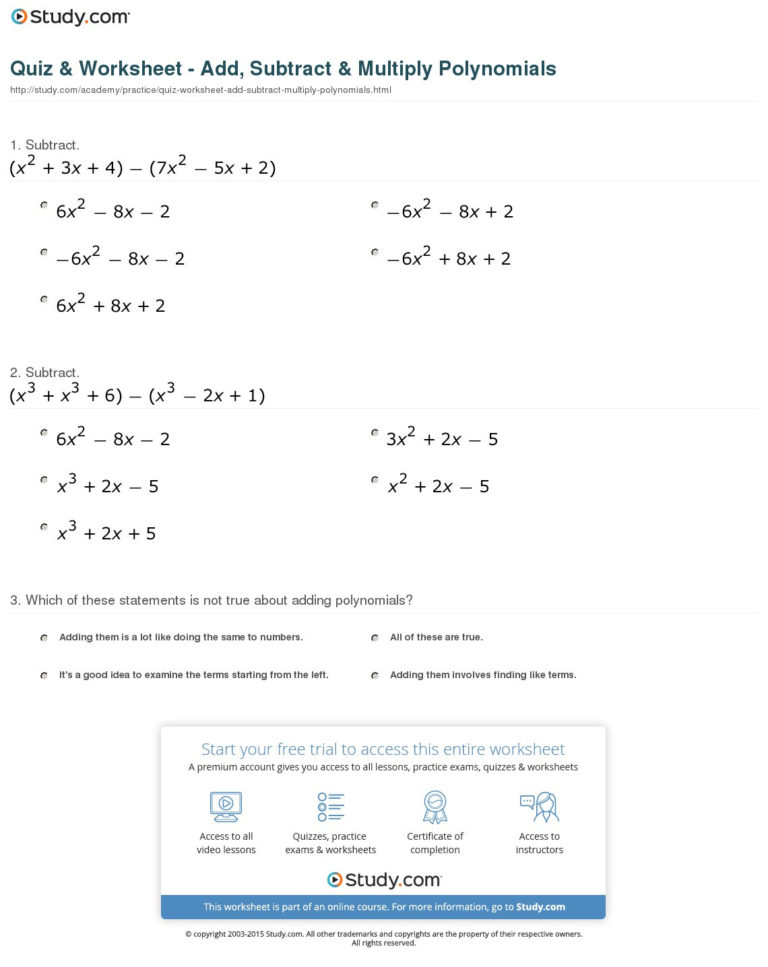 Operations With Polynomials Worksheet — db-excel.com