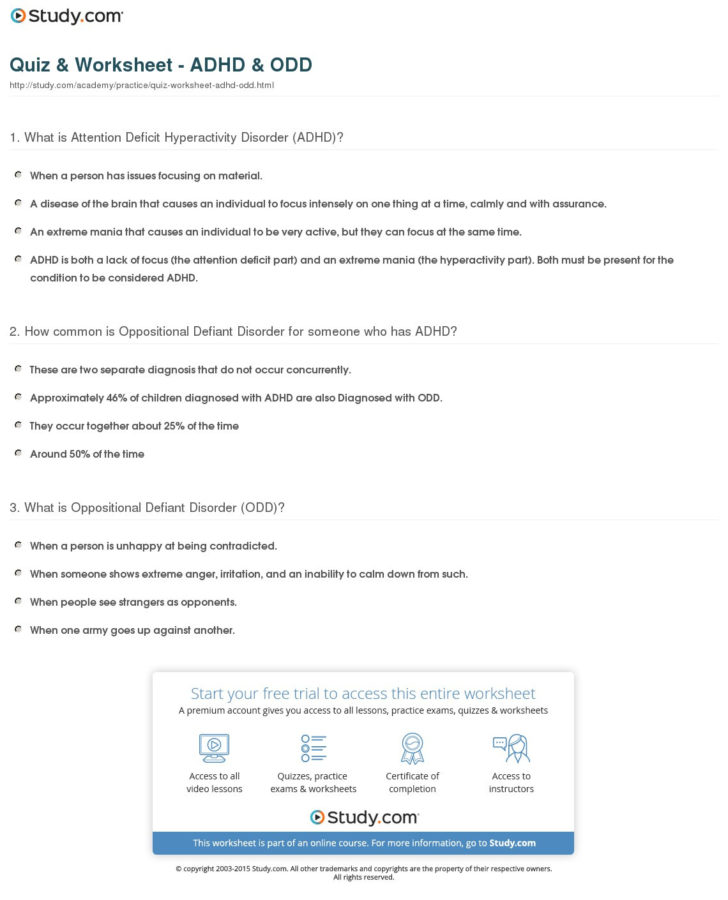 Therapy Worksheets For Oppositional Defiant Disorder — db-excel.com