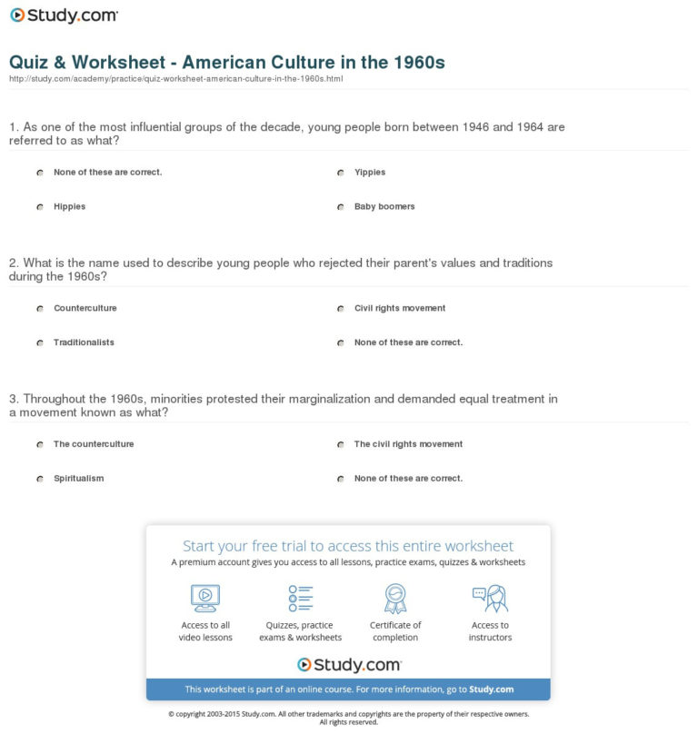 The Sixties The Years That Shaped A Generation Worksheet — db-excel.com