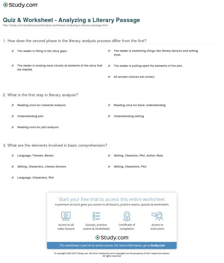 Analyzing Literature Worksheet — db-excel.com