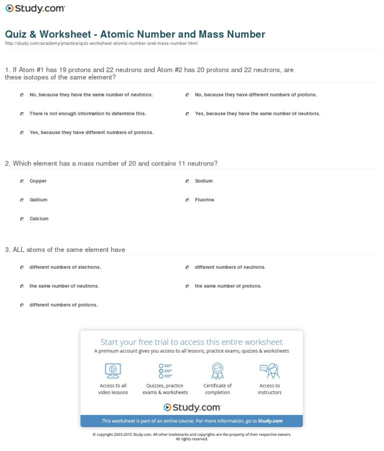 Atomic Number And Mass Number Worksheet — db-excel.com
