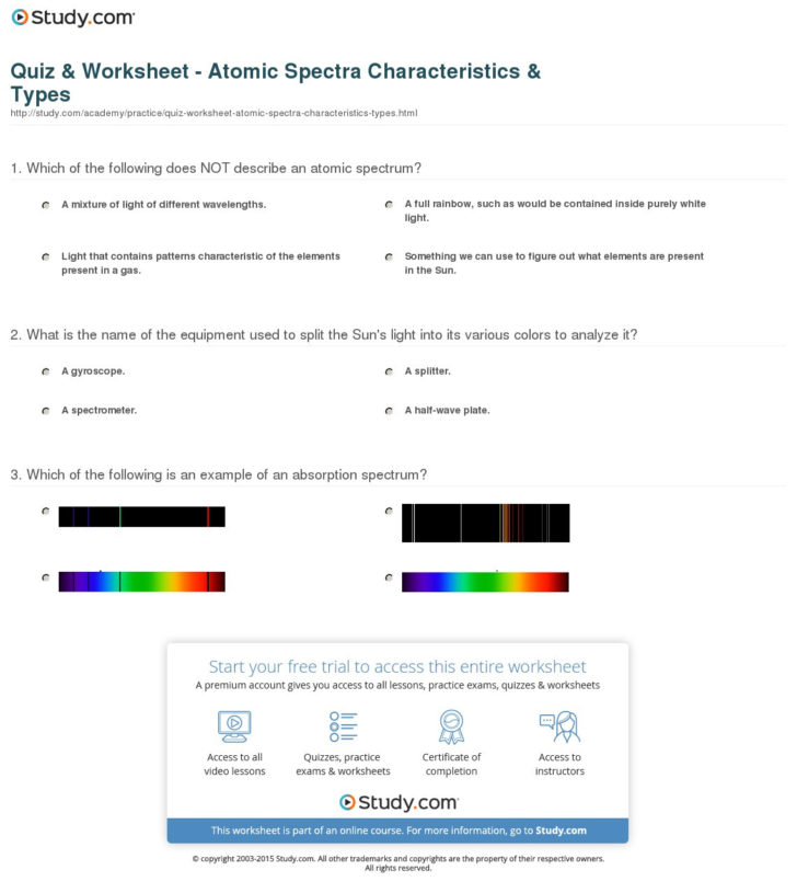 Quiz Worksheet Atomic Spectra Characteristics Types — db-excel.com