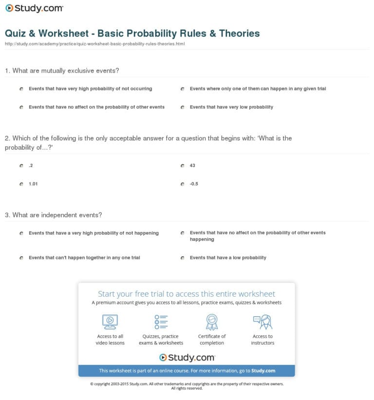 Complement Probability Worksheet With Answers Db excel Complement Probability Worksheet With Answers Db excel