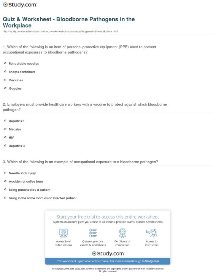 Bloodborne Pathogens Worksheet — db-excel.com