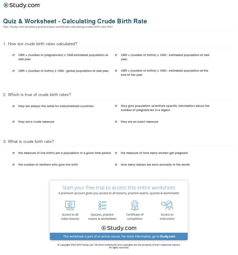 Quiz Worksheet Calculating Crude Birth Rate Study — db-excel.com Quiz Worksheet Calculating Crude Birth Rate Study — db-excel.com