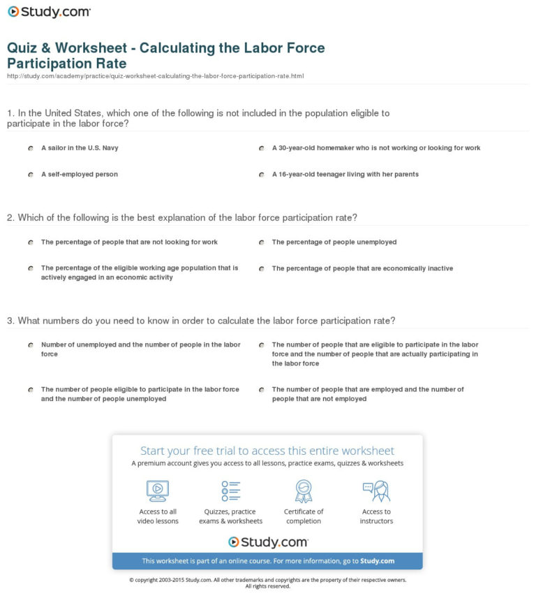 Quiz Worksheet Calculating The Labor Force Participation — db-excel.com