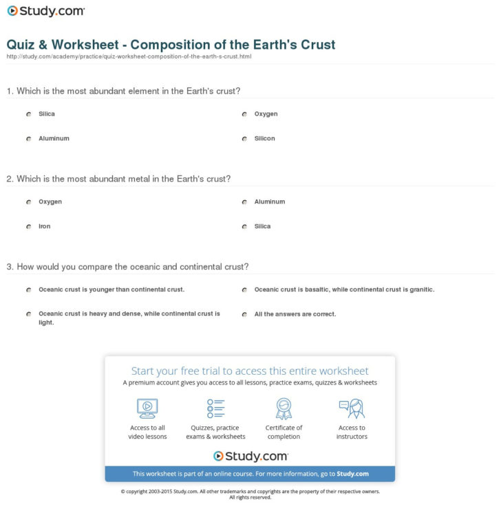 Quiz Worksheet Composition Of The Earth's Crust Study — db-excel.com
