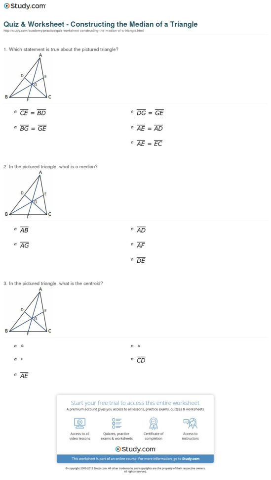 Quiz Worksheet Constructing The Median Of A Triangle — db-excel.com