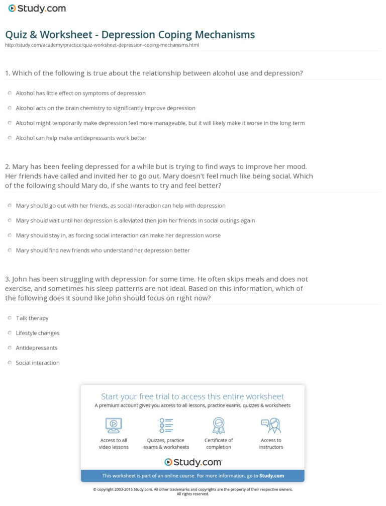 Coping With Depression Worksheets — db-excel.com