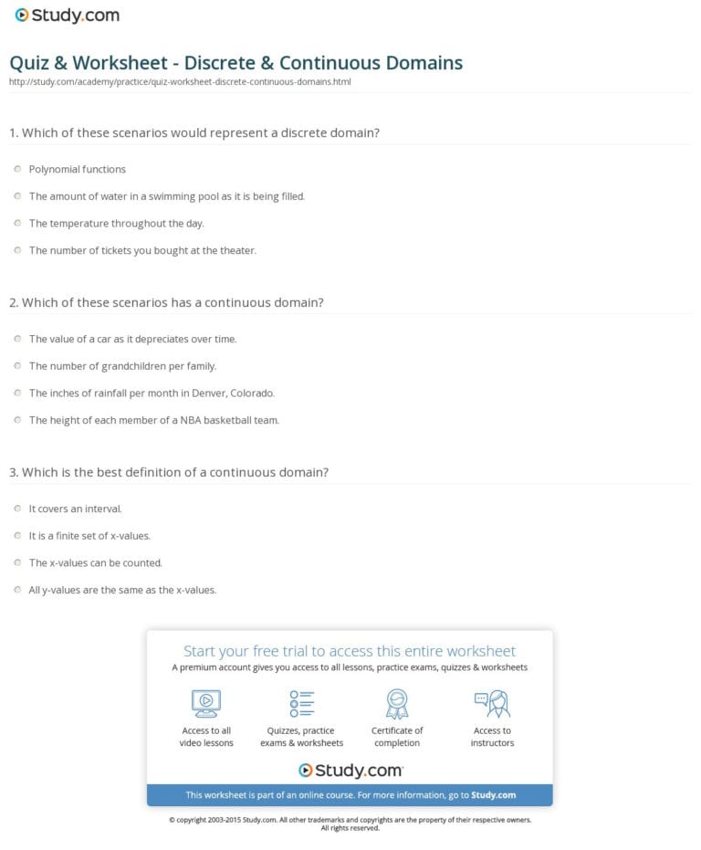 Discrete And Continuous Domain Worksheet — db-excel.com