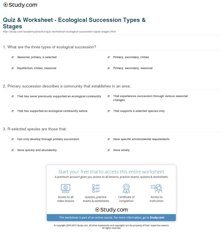 Ecological Succession Worksheet Answer Key — db-excel.com